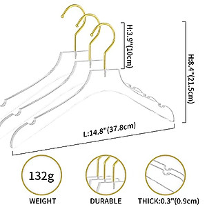 Acrylic Hangers Clear and Gold Hangers Premium Quality Clear Acrylic Clothes Hangers Clothing Standard Hangers