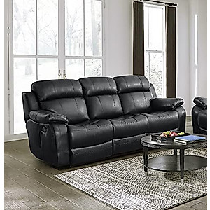 Lexicon Odeum Manual Double Reclining Sofa, Black