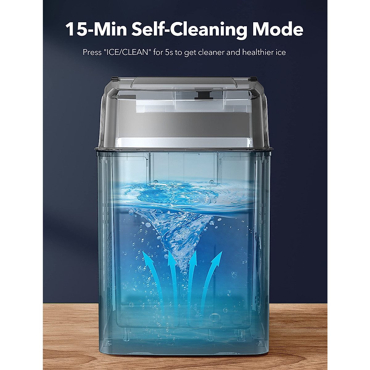 Nugget Ice Maker Countertop 44lbs, Pebble Ice Maker Machine, 15mins Ice-Making, Self-Cleaning, 4lbs Ice Backet, 2.2L Water Tank, Sonic Ice Maker for Home Office Bar Party