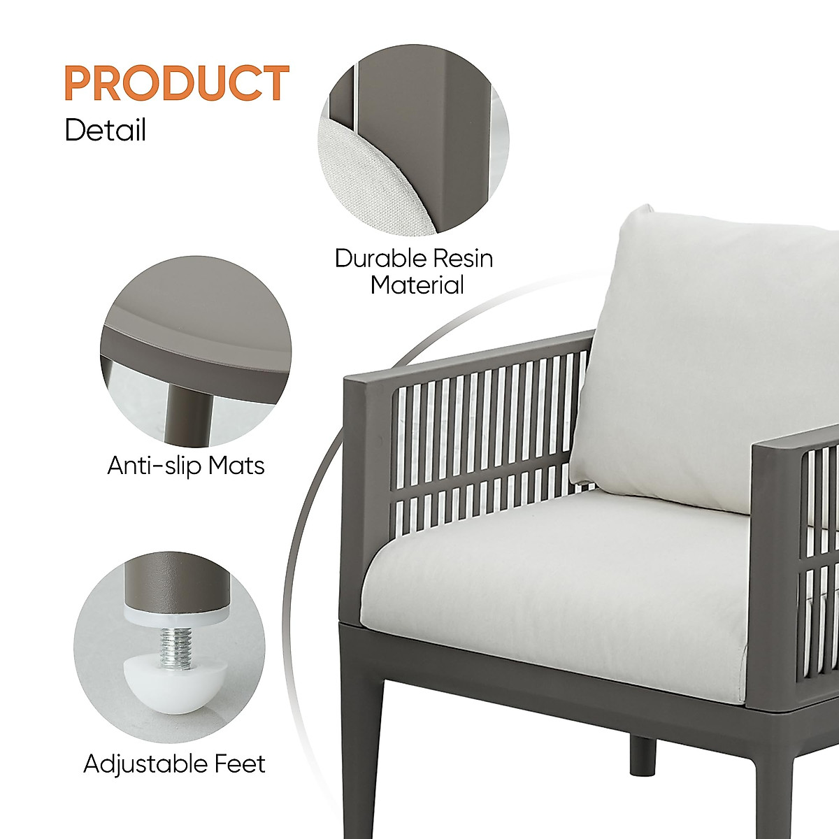 Werph 3 Pieces Patio Furniture Set, Outdoor Furniture Patio Set with Washable Cushions Balcony Furniture Patio Chairs Set of 2 Front Porch Furniture Set Small Conversation Sets for Lawn Garden