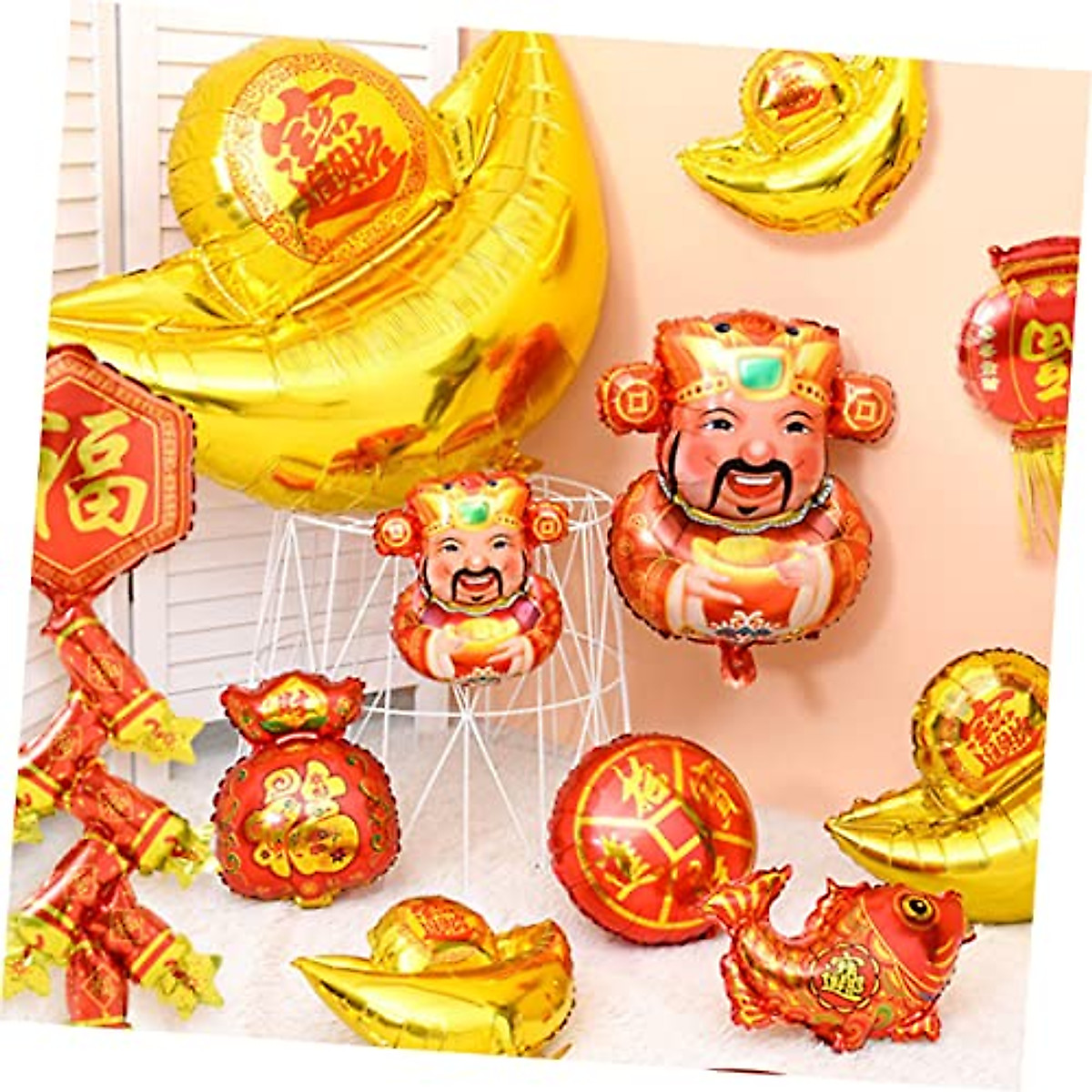 ABOOFAN 24 pcs 2021 Spring Festival Balloons fish balloons Chinese New Year party wall decoration red ballons red balloons foil balloons garland decor Party Decor Scene Layout Balloon Gift