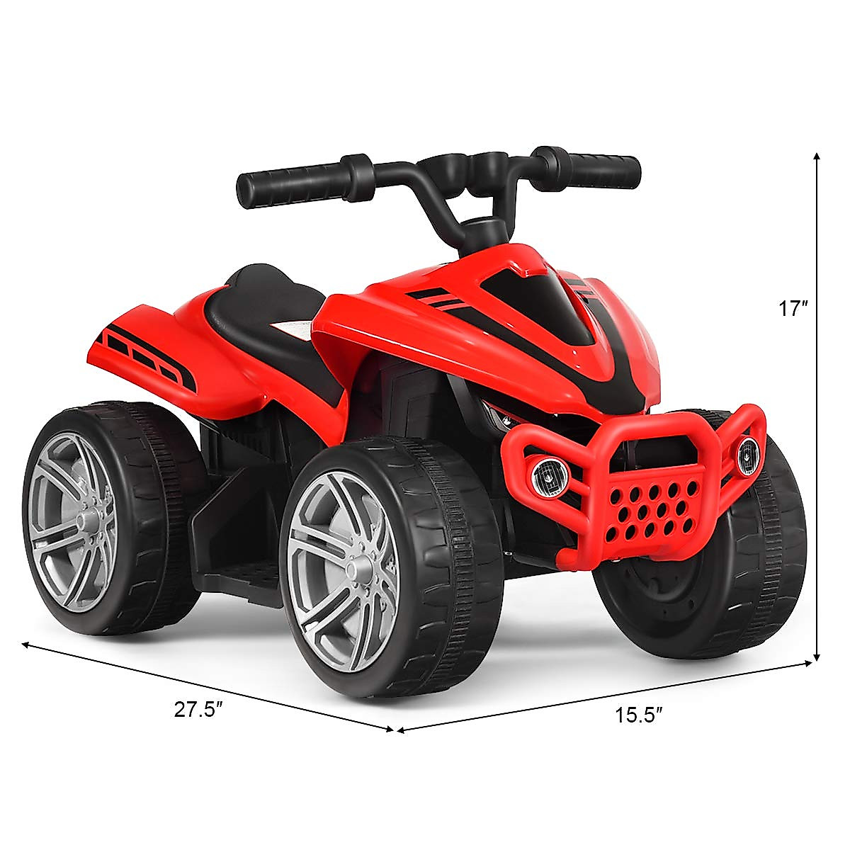 Costzon Kids ATV, 6V Battery Powered Electric Vehicle, 2 Speeds, Forward/Reverse Switch, Rear Wheeler Motorized Mini Toy Car, Ride on Car 4 Wheeler Quad for Boys & Girls Gift, Ride on ATV (Red)