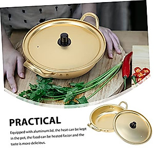 Pan with Lid 1pc Korean Ramen Pot Metal Cooking Utensils Korean Pots for Cooking Korean Yellow Aluminum Pot Stock Pot with Lid Butter Melting Pot Aluminum Noodle Pot Soup Pot