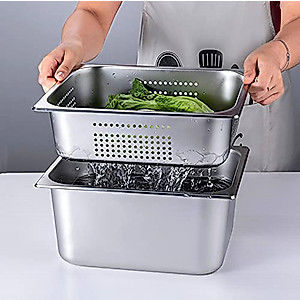 Stainless Steam Hotel Pan 1/2 Half-Size 22 Gauge Stainless Steel Anti-Jam Steam Table Pan with Lid (Lid)