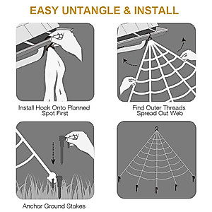 AODINI Spider Web Halloween Decorations, 16 ×15 Feet Giant Triangular Spider Web Plus a Fake Big Spider, Suitable for Indoor and Outdoor Yard Haunted House Party Halloween Decor