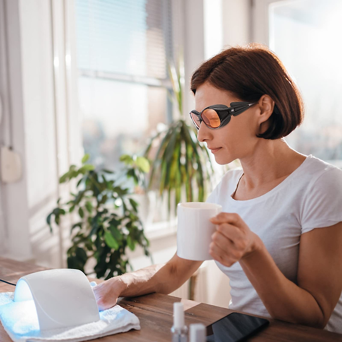 Professional UV Light Safety Glasses for 90nm-490nm wavelength UV lamps, UVC protective glasses, blocking blue light , Anti-Fatigue Anti Glare, shatterproof, anti-scratch and anti-fog, orange lenses