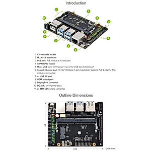 Waveshare Jetson Nano 4GB Development/Expansion Kit Alternative Solution of B01 Kit with Carrier Board Only Compatible with Both Jetson Nano and Jetson Xavier NX