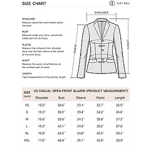 Cicy Bell Womens Casual Blazers Open Front Long Sleeve Work Office Suit Jackets Blazer White