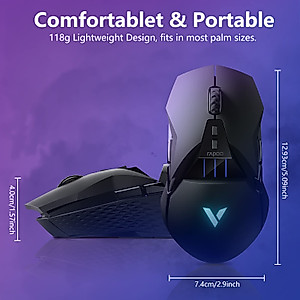 Rapoo Wireless Gaming Mouse, 5000 DPI Wired/Wireless RGB Gamer Mouse with 11 Programmable Buttons 5 Profiles Store, Rechargeable Pro Optical Sensor Mice for Windows PC Laptop Gamers