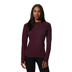 Mountain Hardwear Women's Mountain Stretch Long Sleeve Crew, Cocoa Red, X-Small