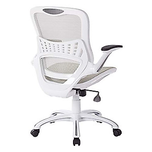 Office Star Ventilated Manager's Office Desk Chair with Breathable Mesh Seat and Back, White Base, White