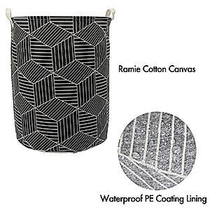 Mziart 19.7" Large Geometric Printed Foldable Laundry Hamper Bag Laundry Basket Sorter, Canvas Fabric Storage Basket Bin Home Organizer Containers for Nursery Baby Kids Toys