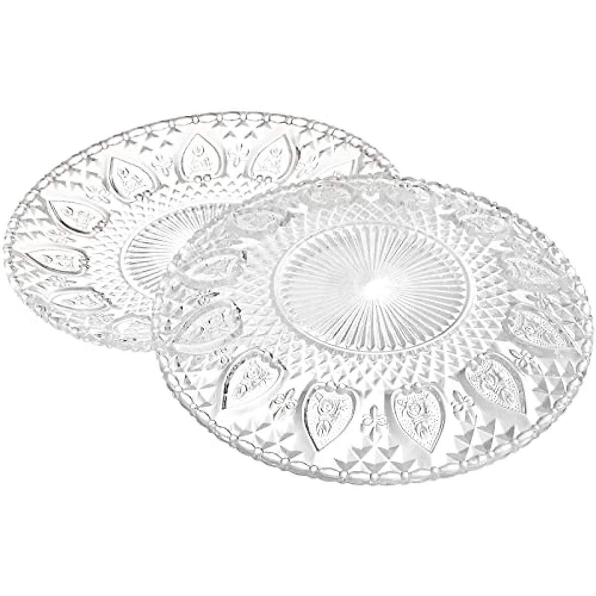 Coloch 12 Pack 8 Inch Glass Salad Plate, Carved Dessert Plate Reusable Snack Plate Food-grade Glass Fruit Plate for Kitchen, Living Room, Bar, KTV, Tea Table Decoration