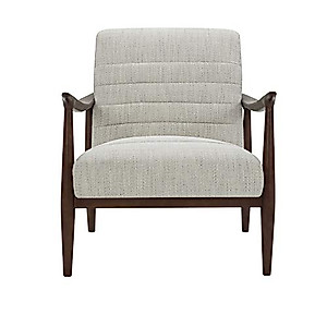 Amazon Brand – Rivet Spear Mid-Century Modern Channel Tufted Accent Chair with Wood Arms, 29.1"W, Ivory-Grey