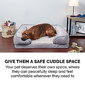 Furhaven XL Orthopedic Dog Bed Perfect Comfort Plush & Velvet Waves Sofa-Style w/ Removable Washable Cover - Granite Gray, Jumbo (X-Large)