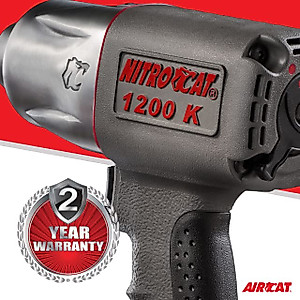 AIRCAT Pneumatic Tools 1200-K 1/2-Inch Nitrocat Composite Twin Clutch Impact Wrench 1295ft-lbs