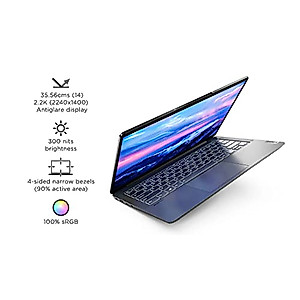 2022 Lenovo IdeaPad 5 Pro Laptop, 14" 2K (2240 x 1400) IPS 100% sRGB 16:10 Touch Display, AMD Ryzen 5 5600U,16GB RAM, 512GB PCIe SSD, Two Type-C Port, Webcam, Backlit KB, Win 11