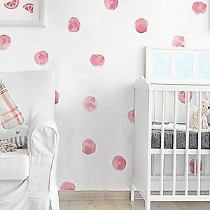 ROFARSO 120 Decals 2.2'' Sakura Pink Watercolor Polka Dots Wall Decals Stickers DIY Removable Peel & Stick Wall Art Decorations Home Decor for Nursery Bedroom Living Room Playing Room