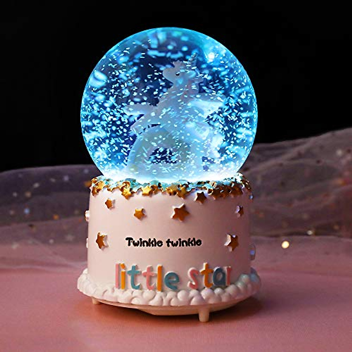 Unicorn Snow Globe, VECU 3.14 Inch Unicorn Music Snow Globes with Automatic Snowfull,Christmas Birthday Gift for Girl Boy