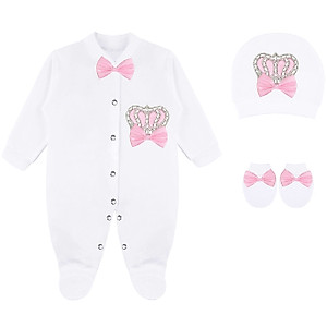 Lilax Baby Girl Newborn Crown Jewels Layette 3 Piece Gift Set 0-3 Months Pink