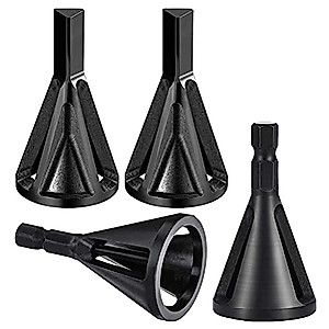 Odowalker 4 Pcs HSS Deburring External Chamfer Tool,CR12MOV Steel Hex &Triangle Shank Burr Remover for Drill Bit Fits for Bolts 4mm-19mm