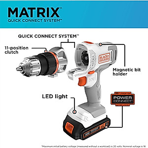 BLACK+DECKER BLACK+DECKER MATRIX 20V MAX* Drill Kit with Storage Case (BDCDMT120WCSTFF)