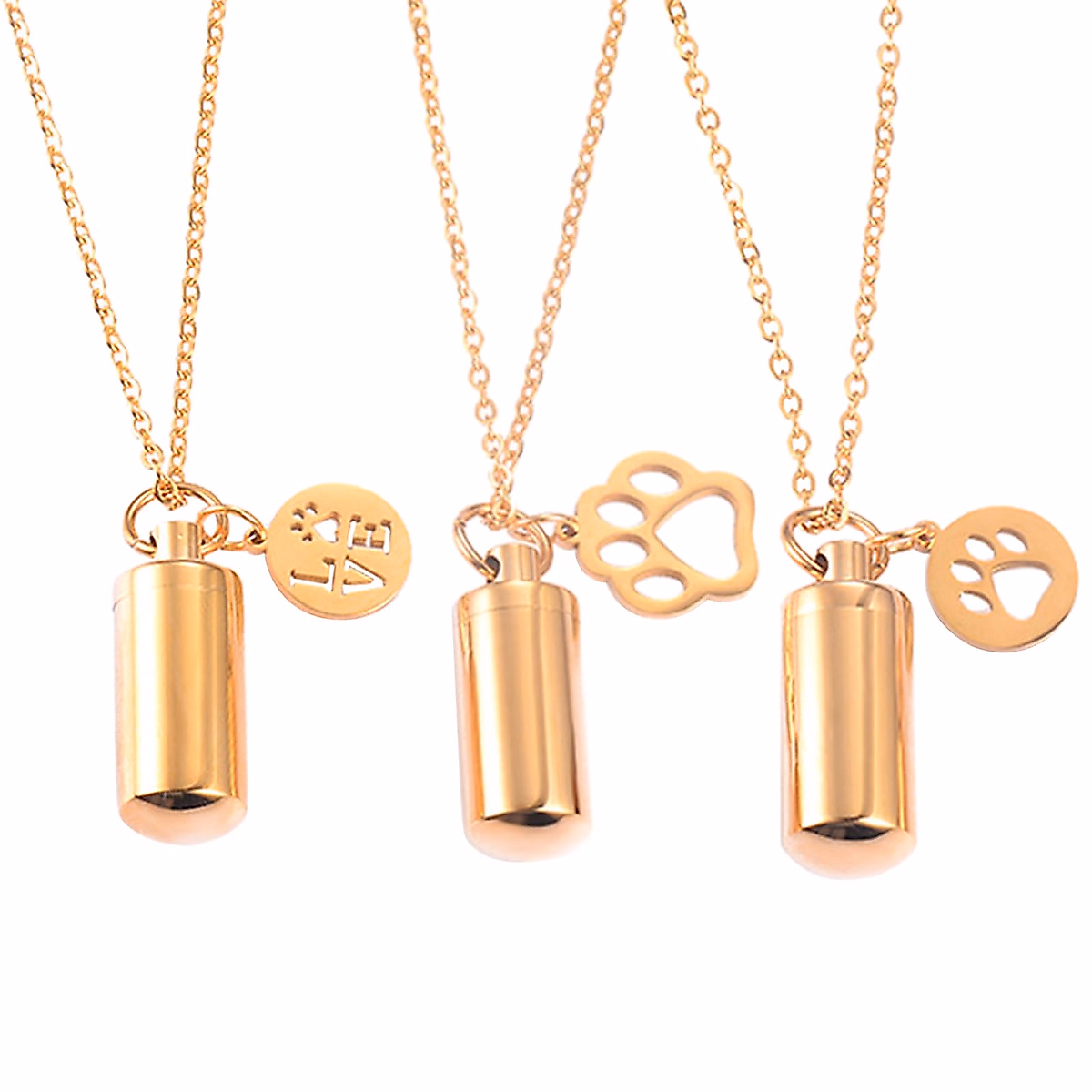 YOOYEH Memorial Dog Urns Necklace Pet Cremation Urn Pendant Cat Urn Necklace with Hollowout Paw Pet Memory Keepsakes Urn Holder Stainless Steel Pet Urn Necklace Cremation Jewelry for Pets