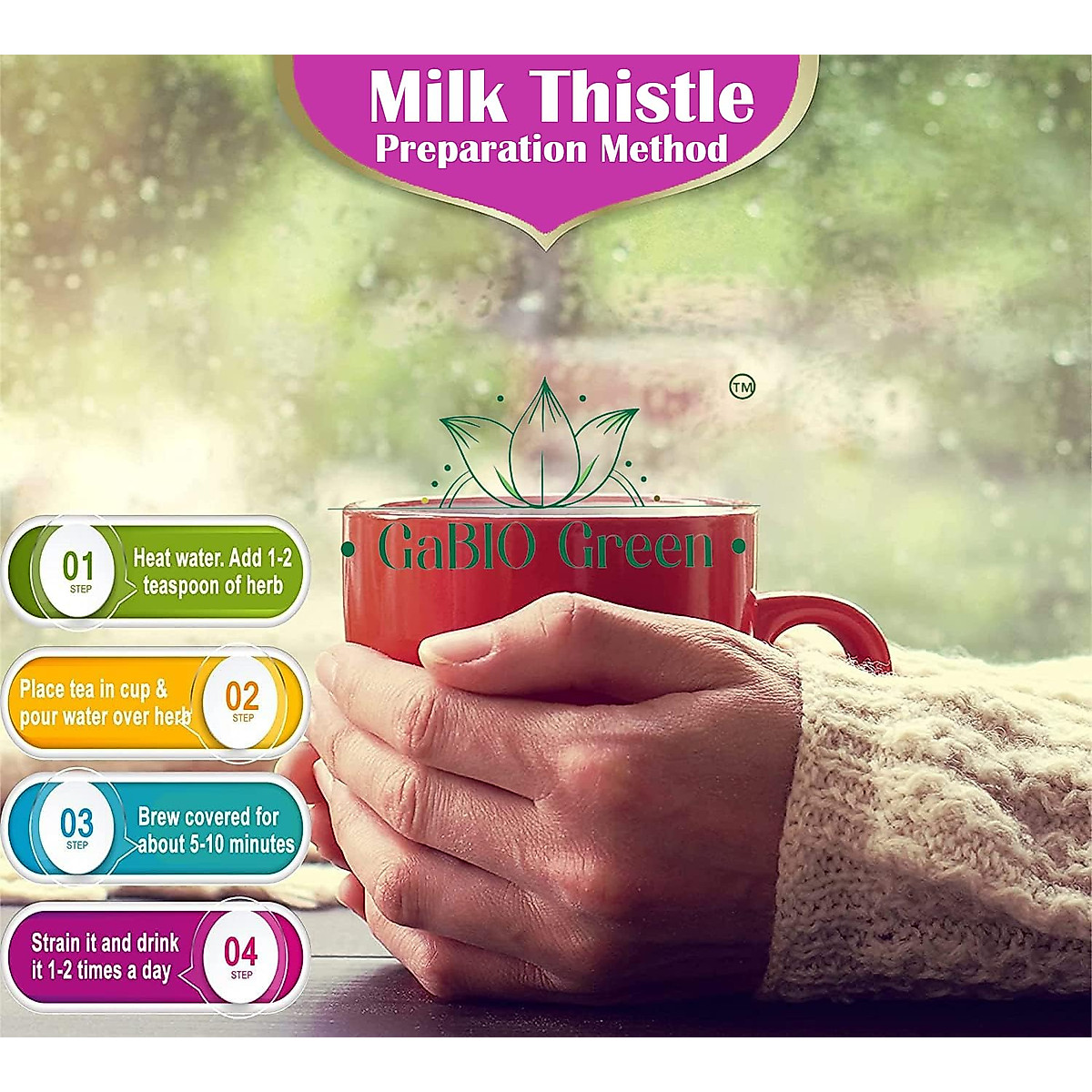 Cardo Mariano Herb, Milk Thistle Herb 2 oz, 100% PURE & NATURAL Cardo Marin, Cardo Mariano Tea, Milk Thistle Loose Tea, Resealable Bag, 2 oz, Milk Thistle Herbal, Product From Mexico