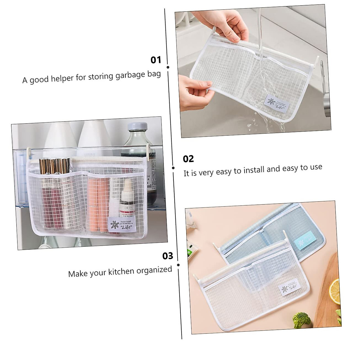 SOLUSTRE Fridge Shelf Organizer 2pcs Refrigerator Storage Bag Sideboard Pp Mesh Refrigerator Bag