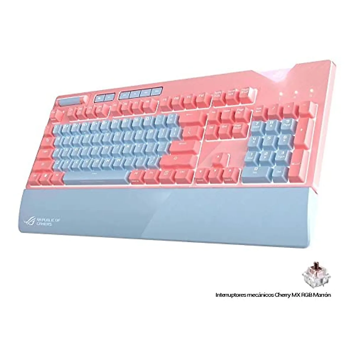 ASUS ROG Strix Flare Pnk (Cherry MX Brown) Limited Edition Mechanical Gaming Keyboard with Switches, Aura Sync RGB Lighting, Customizable Badge, USB Pass Through and Media CONTROLS