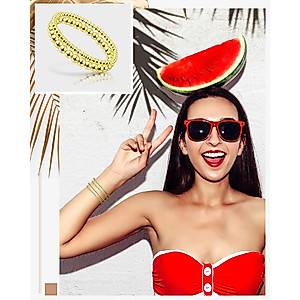 Taiyin 40 Pcs Gold Beaded Bracelet for Women Sets Gold Bead Bracelet Elastic Ball Bracelet Gold Beaded Bracelets for Women Beaded Stretch Bracelets for Friendship Jewelry Gifts, 4 mm and 6 mm