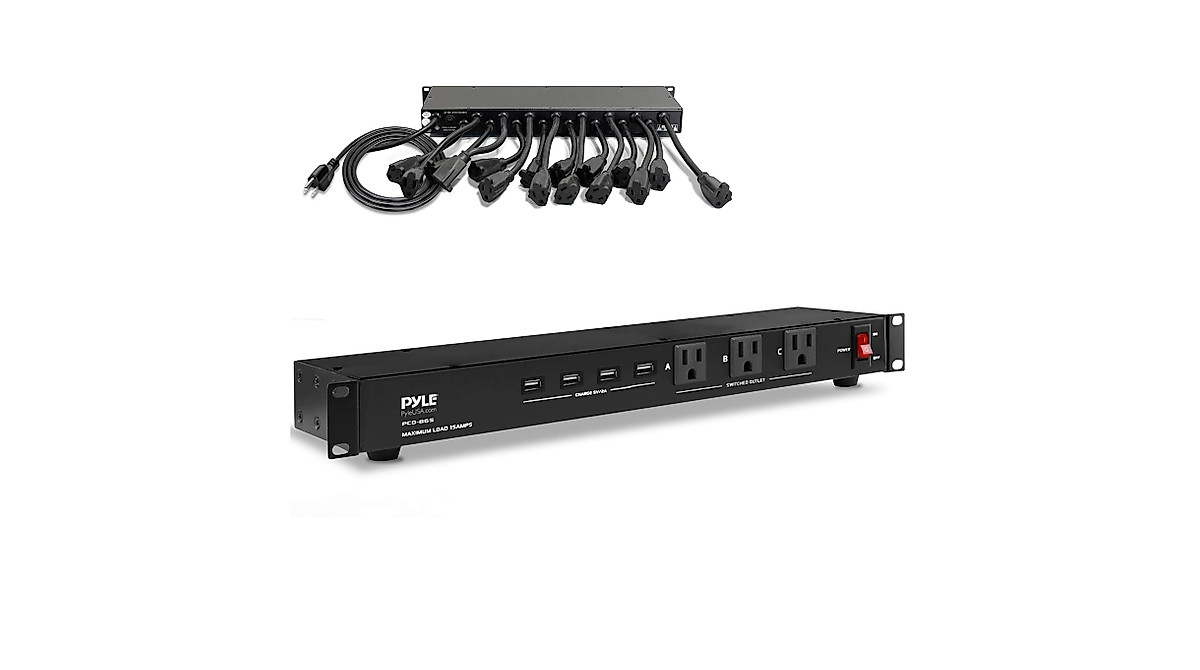 Pyle 19" Rackmount PDU Power Supply with USB Ports