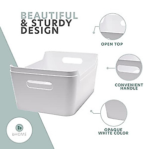 bHome Plastic Storage Bins For Kitchen Organization, Pantry Organization and Storage, Closet Organizers & Storage Containers - Baskets for Organizing Cabinets, Freezer, & Fridge Organizer Bin Set of 2