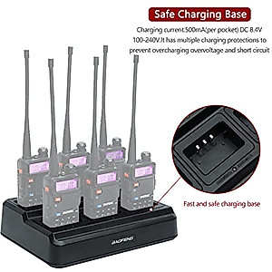 Baofeng UV-5R Six Way Charger Two Way Radio Multi Unit Charger Station for UV-5R UV-5R+ UV-5RE UV-5RTP UV-5X3 BF-F8HP RT-5R RT-5RV MK4 Radio and Battery