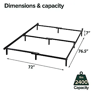 ZINUS Compack Metal Bed Frame, 7 Inch Support Bed Frame for Box Spring and Mattress Set, Black, California King