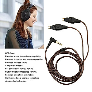 Headphone Replacement Cable for Sennheiser HD650, HD600, HD580, HD660S,HD6XX Headphones, 3.5mm 120cm Replacement Audio Cable Cord Headset Earphone Cable Repair