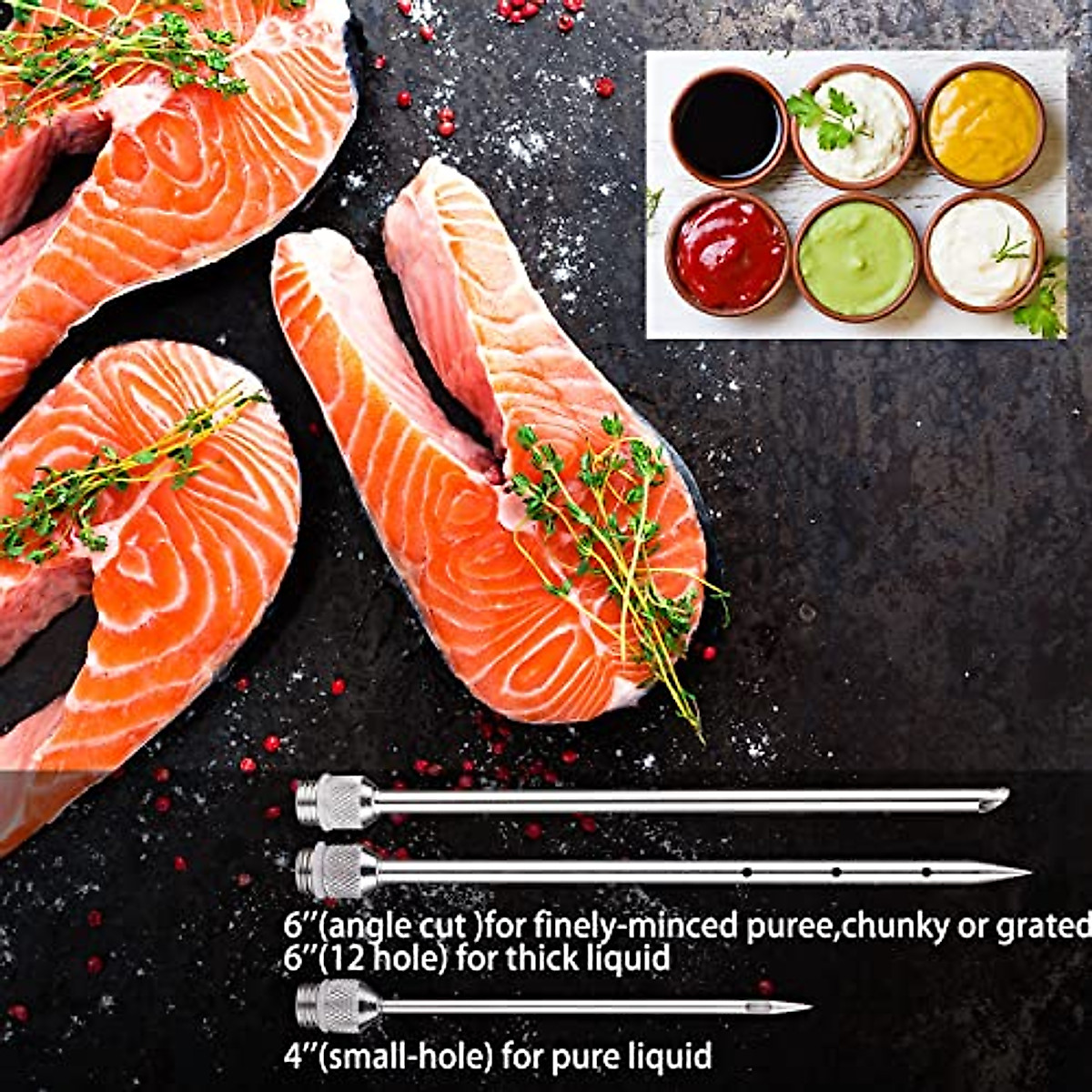 Lelefa 304-Stainless Steel Meat Injector with 3 Needles, 2-oz Capacity, Turkey Injector for BBQ Grill Smoker, Meat Injector Syringe with Paper User Manual