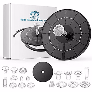 AISITIN 3.5W DIY Solar Fountain Pump for Water Feature Outdoor Solar Bird Bath Fountain Pump with Multiple Nozzles, Solar Powered Water Floating Fountain for Garden, Ponds, Fish Tank and Aquarium