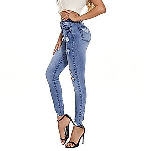 VIPONES Women Classic High Waisted Skinny Stretch Distressed Butt Lifting Jeans Slim Fit Denim Pants (149,12)