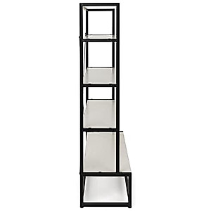 Displays2go Portable Shelving Display with 4 Tiers, Floor Standing, Paulownia Wood - White (SMPSU1SU)