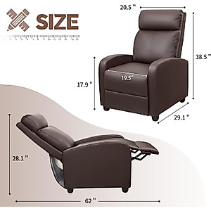 Furniwell Massage Recliner Chair for Living Room Adjustable PU Leather Reclining Chair Home Theater Seating Modern Winback Single Sofa for Adults with Footrest (Leather, Brown)