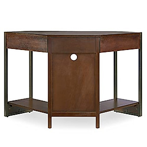 Leick Home Riley Holliday Computer Desk with Dropfront Keyboard Drawer, Furniture, Espresso/Gold