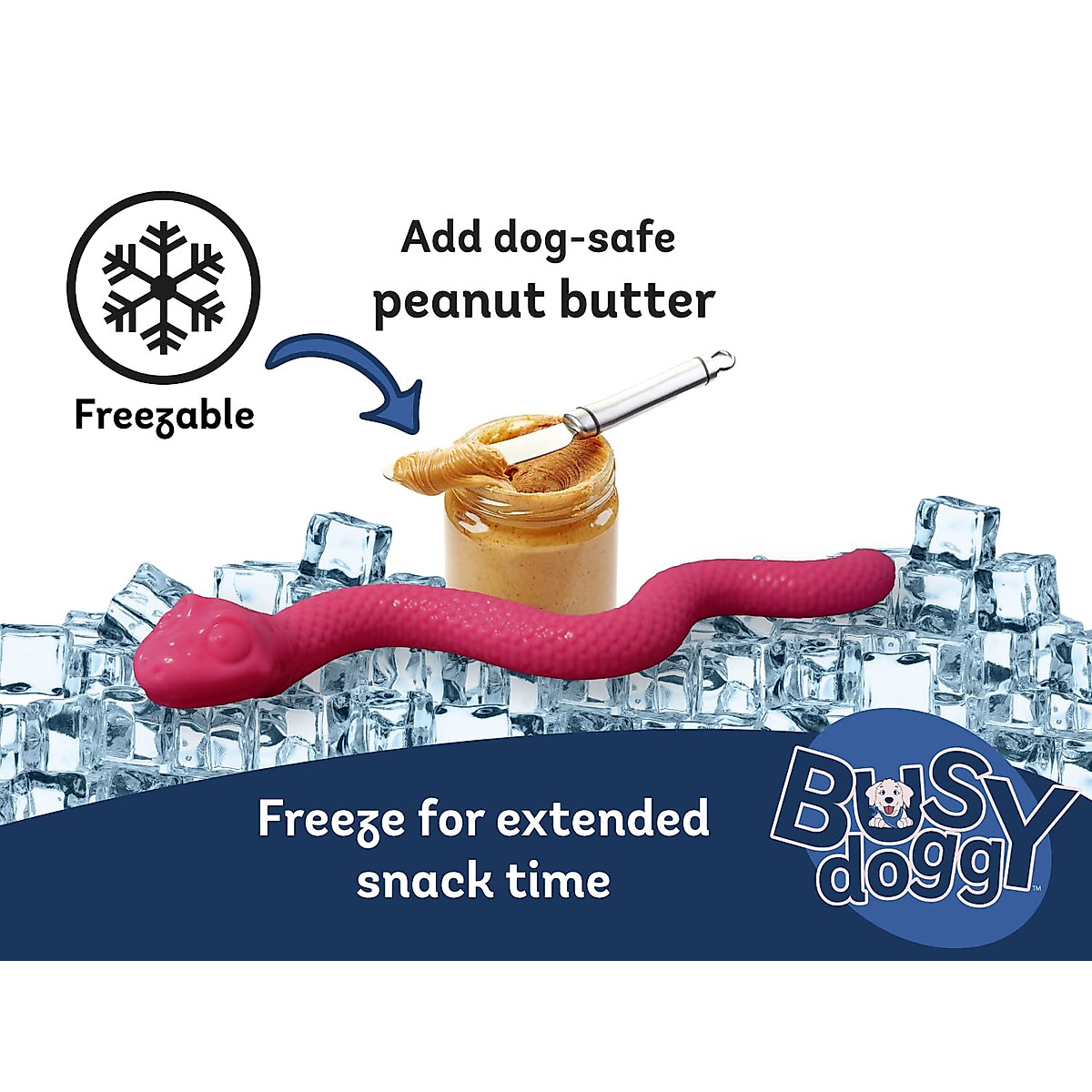 Busy Doggy Snake Treat Dispenser Toy, Interactive Dog Toy, Dog Enrichment Toy with Squeaker