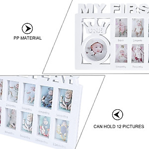 Kisangel Newborn Baby Picture Frame My First Year Frame 12 Month Photo Frame Monthly Milestone Desktop Picture Frame for Baby Newborn 1st Birthday Gift