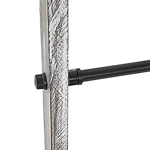 MyGift 5 Foot Graywash Wood Blanket Ladder Wall Leaning Towel Rack with 4 Metal Rung, Farmhouse Home Storage Decor for Living Room, Bathroom, Bedroom