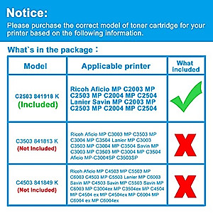 LCL Compatible Toner Cartridge Replacement for Ricoh 841918 MP C2503 C2503H C2504 C2003 C2004 MP C2003 MP C2503 MP C2004 MP C2504 Lanier Savin MP C2003 MP C2503 MP C2004 MP C2504 (1-Pack Black)