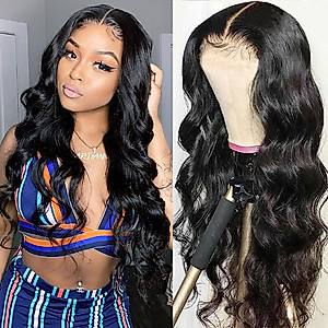 VRBest 13x4 Body Wave Lace Front Wigs Human Hair Wigs for Black Women, 150% Density, Natural Color Brazilian Virgin Hair Wig, 22 inch, Wavy, Glueless, Pre-Plucked with Baby Hair, Tangle Free