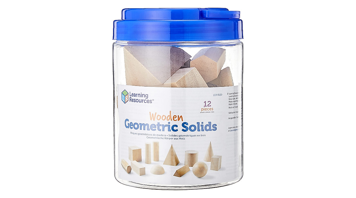 Learning Resources Geometric Solids Set of 12 Wooden Shapes for Kids