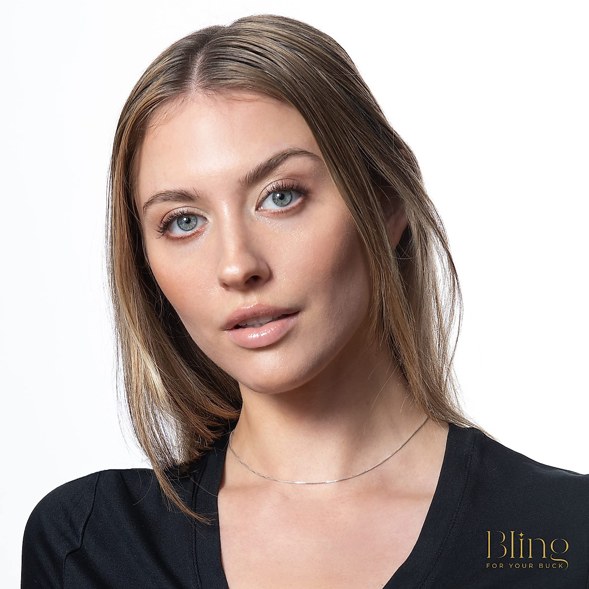 Bling For Your Buck Sterling Silver Chain Necklace for Women and Men | Thin Italian Box Chain 0.7mm 925 Silver Necklace Chain | Choose Length 14 inch - 40 inch | 22 inch Size