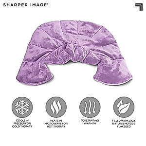 SHARPER IMAGE Warm & Cooling Herbal Aromatherapy Neck & Shoulder Plush Wrap Pad for Soothing Muscle Pain and Tension Relief Therapy, 100% Natural Lavender & Herb Spa Blend, Holiday Gift